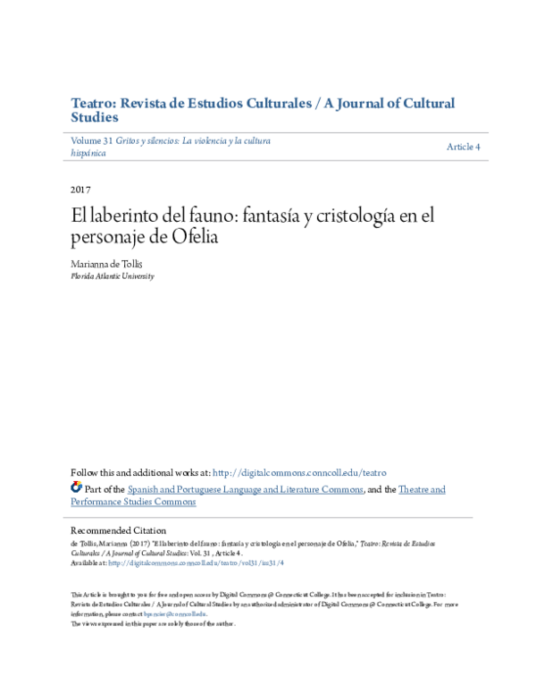 (PDF) El laberinto del fauno: fantasía y cristología en el personaje de ...