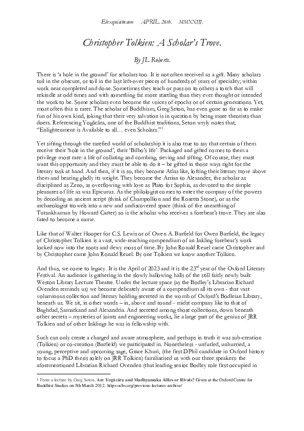 (PDF) Christopher Tolkien: A Scholar’s Trove
