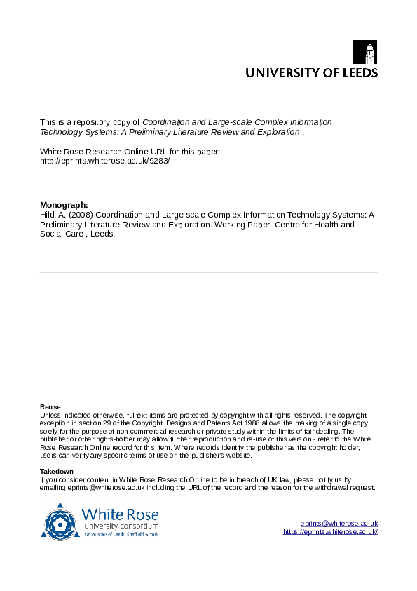(PDF) Coordination and Large-scale Complex Information Technology Systems: A Preliminary ...