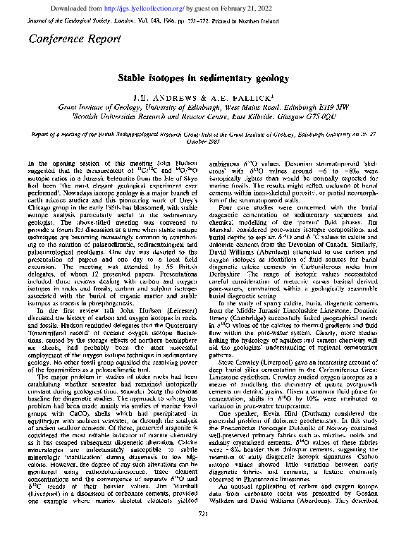 (PDF) Stable isotopes in sedimentary geology