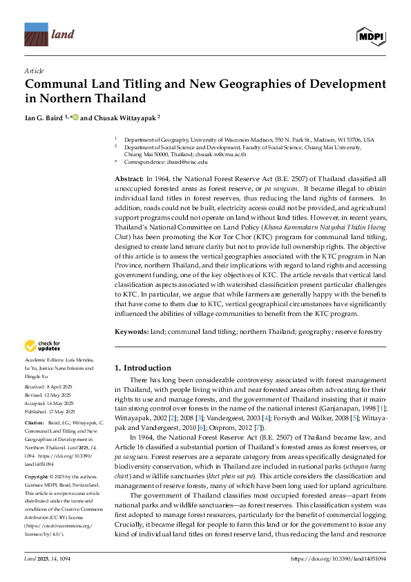(PDF) Communal Land Titling and New Geographies of Development in ...