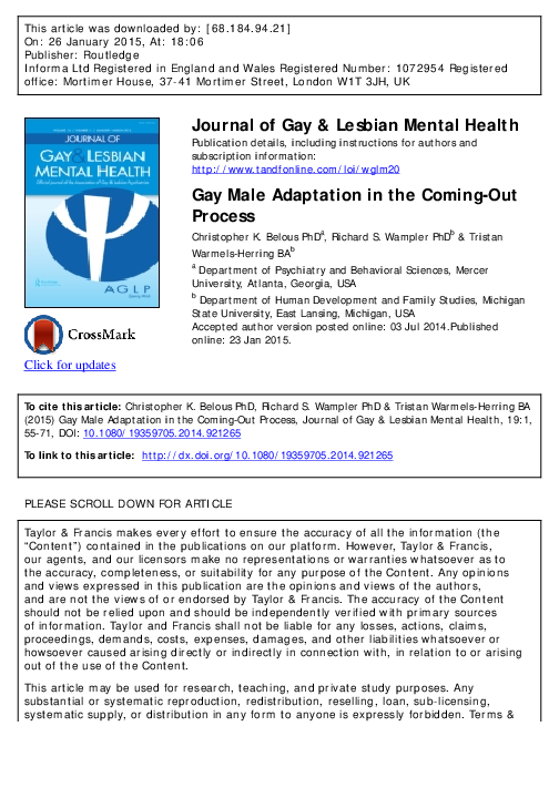 (PDF) Gay Male Adaptation in the Coming-Out Process