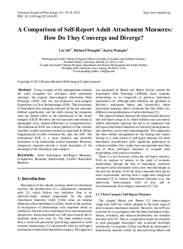 (PDF) A Comparison of Self-Report Adult Attachment Measures: How Do They Converge and Diverge?