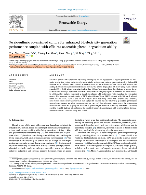 (PDF) Ferric-sulfuric co-enriched culture for enhanced bioelectricity ...