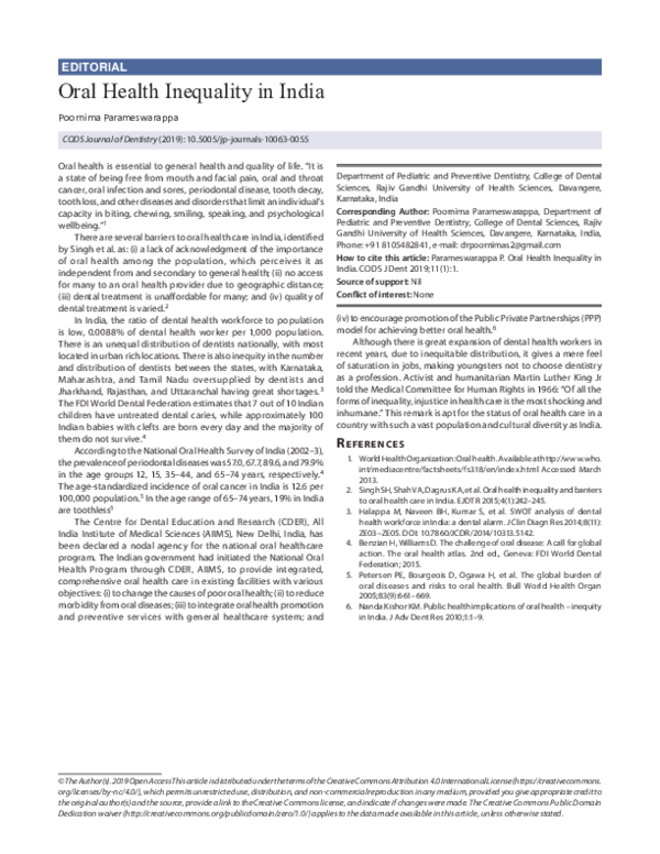 (PDF) Oral Health Inequality in India