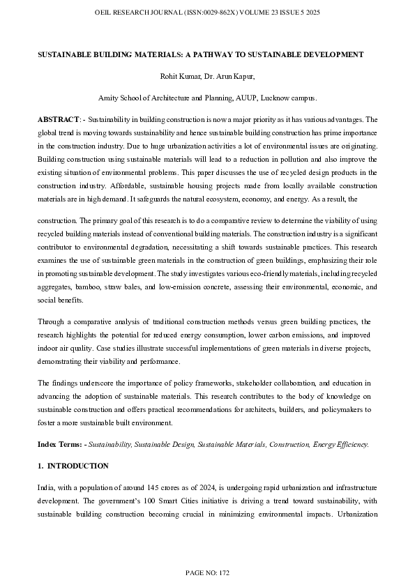 (PDF) SUSTAINABLE BUILDING MATERIALS: A PATHWAY TO SUSTAINABLE DEVELOPMENT