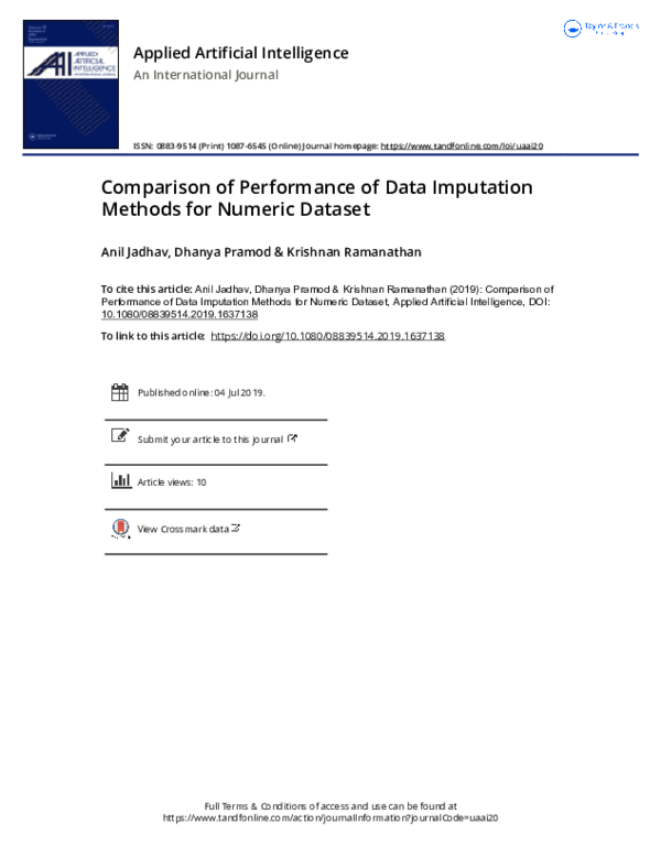 (PDF) Comparison of Performance of Data Imputation Methods for Numeric ...