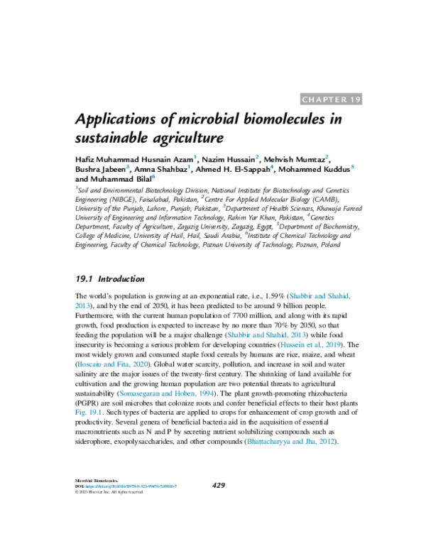 (PDF) Applications of microbial biomolecules in sustainable agriculture