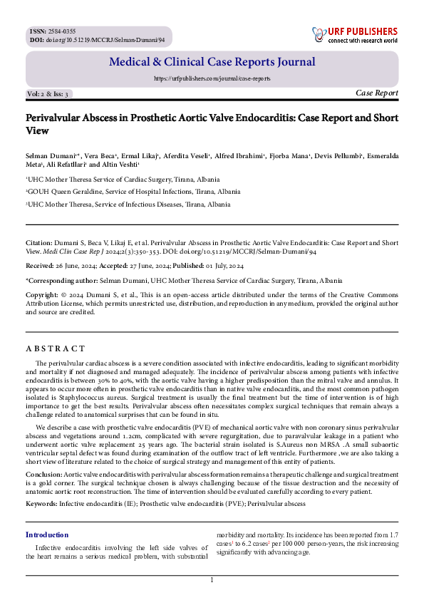 (PDF) Perivalvular Abscess in Prosthetic Aortic Valve Endocarditis ...