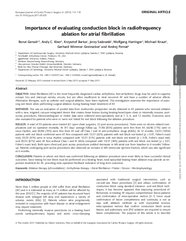 (PDF) Importance of evaluating conduction block in radiofrequency ...