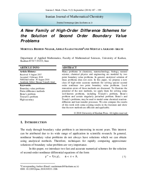 (PDF) A New Family of High-order Difference Schemes for the Solution of ...