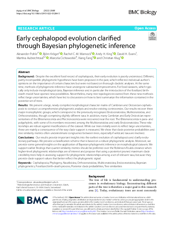(PDF) Early cephalopod evolution clarified through Bayesian ...