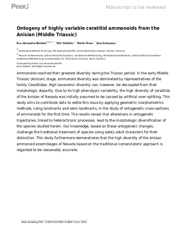(PDF) Peer Review #1 of "Ontogeny of highly variable ceratitid ...