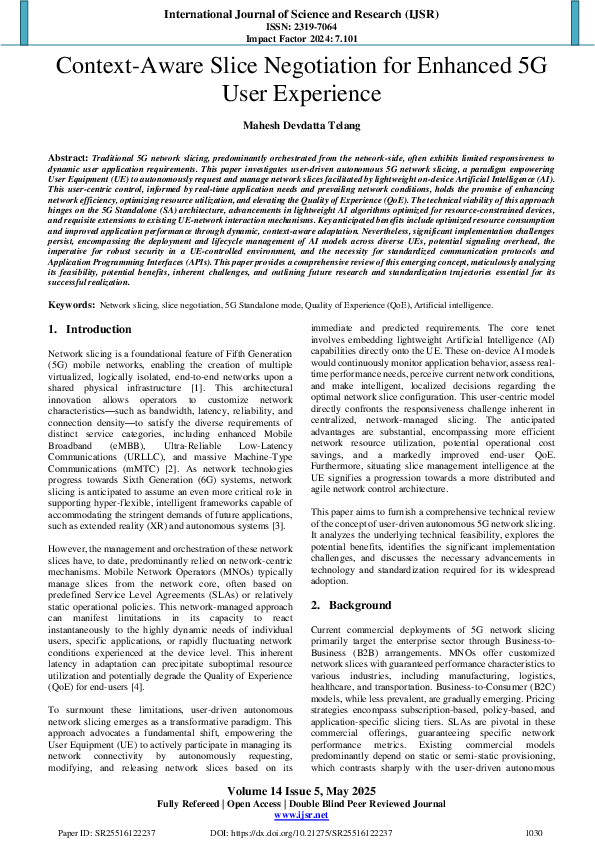 (PDF) Context-Aware Slice Negotiation for Enhanced 5G User Experience