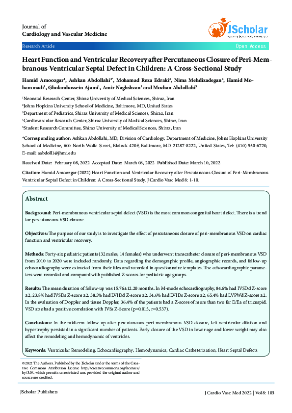 (PDF) Heart Function and Ventricular Recovery after Percutaneous ...