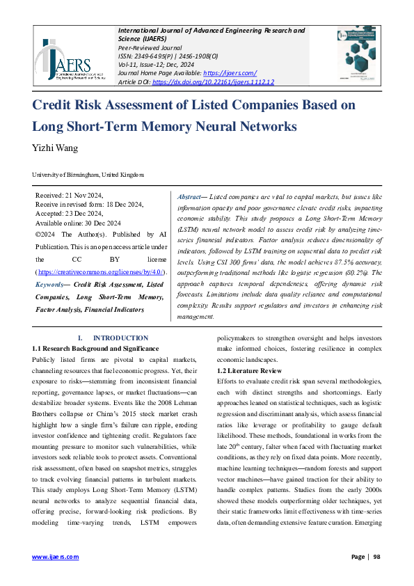 (PDF) Credit Risk Assessment of Listed Companies Based on Long Short ...