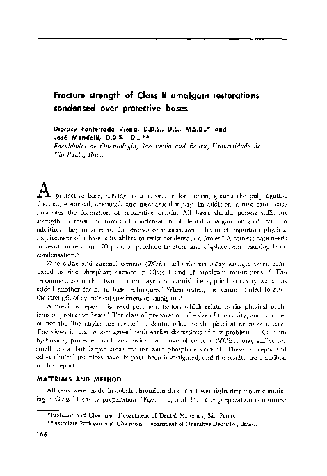 (PDF) Fracture strength of Class II amalgam restorations condensed over ...