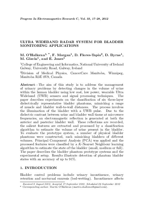(PDF) Prototype Ultra Wideband Radar System for Bladder Monitoring ...