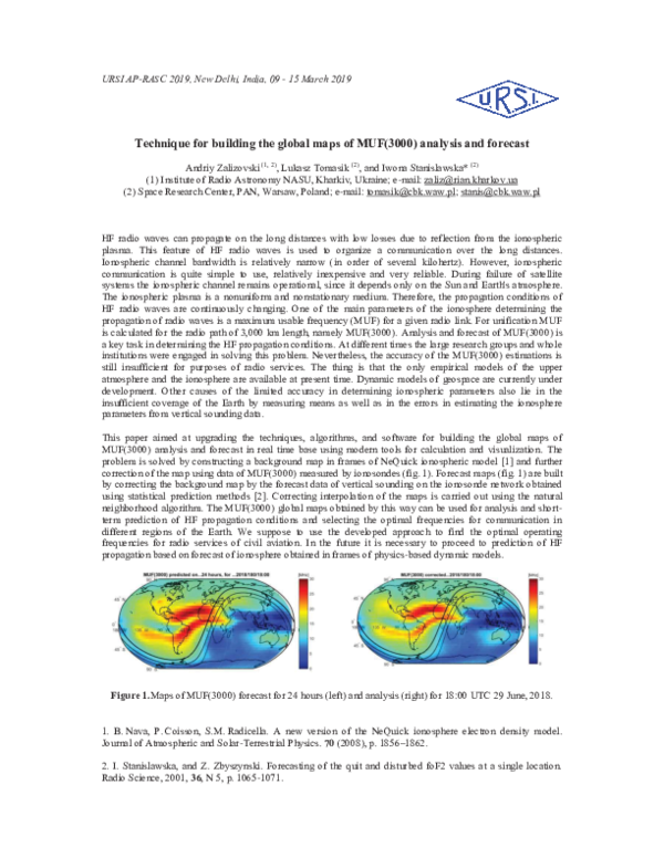 (PDF) Technique for building the global maps of MUF(3000) analysis and ...
