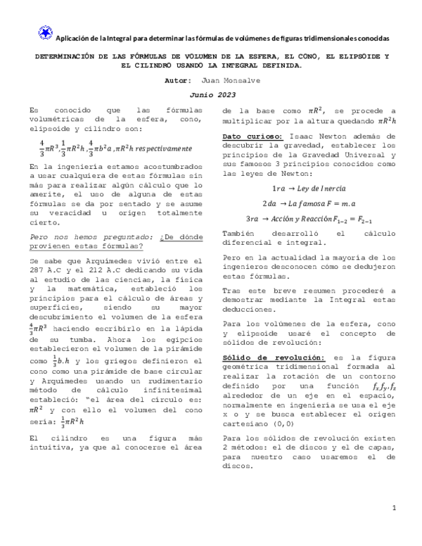 (PDF) DETERMINACIÓN DE LAS FÓRMULAS DE VOLUMEN DE LA ESFERA, EL CONO, EL ELIPSOIDE Y EL CILINDRO ...
