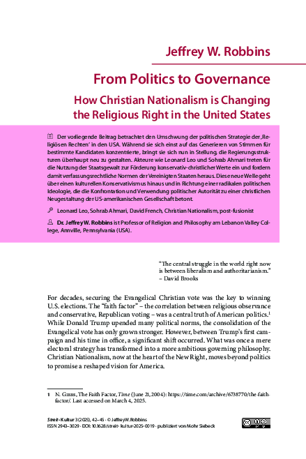 (PDF) From Politics to Governance: How Christian Nationalism is ...