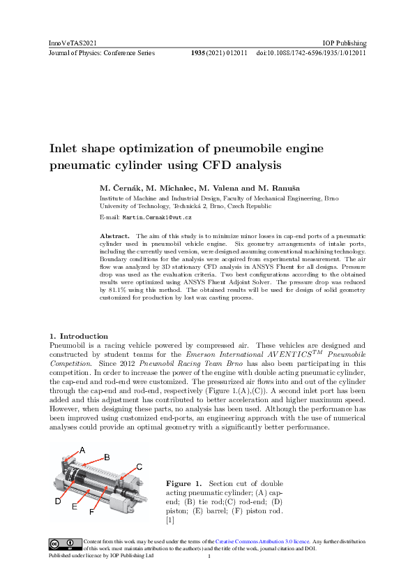 (PDF) Inlet shape optimization of pneumobile engine pneumatic cylinder ...