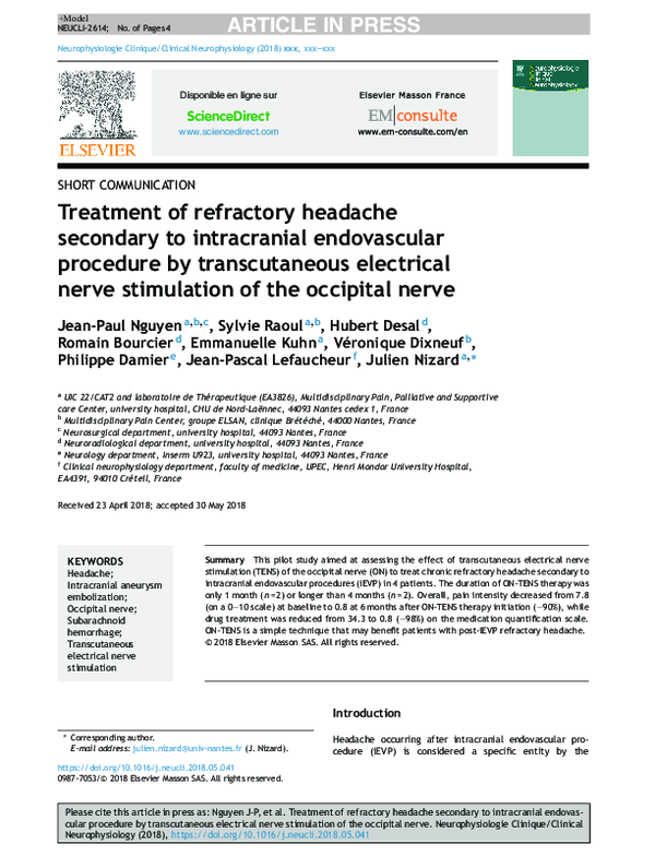 (PDF) Treatment of refractory headache secondary to intracranial ...