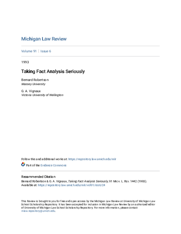 (PDF) Taking Fact Analysis Seriously