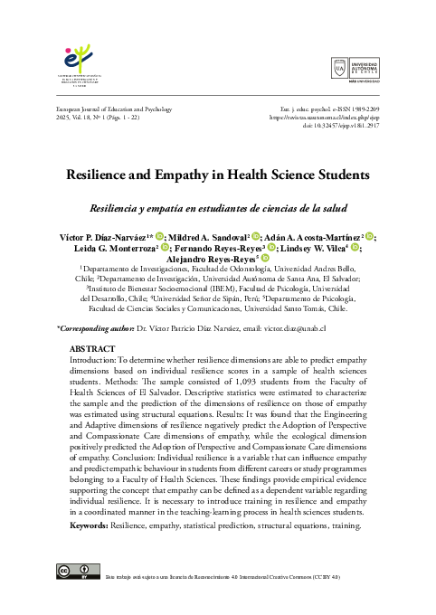 (PDF) Resilience and Empathy in Health Science Students