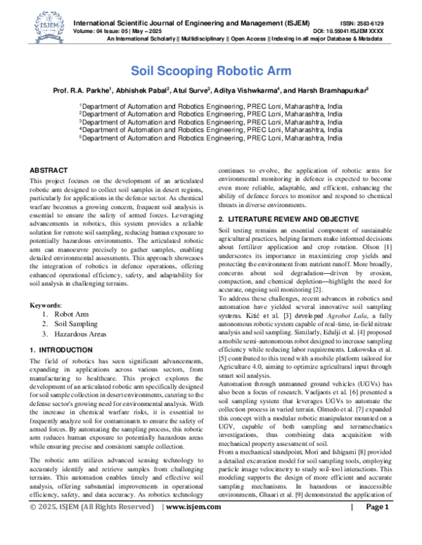 (PDF) Soil Scooping Robotic Arm
