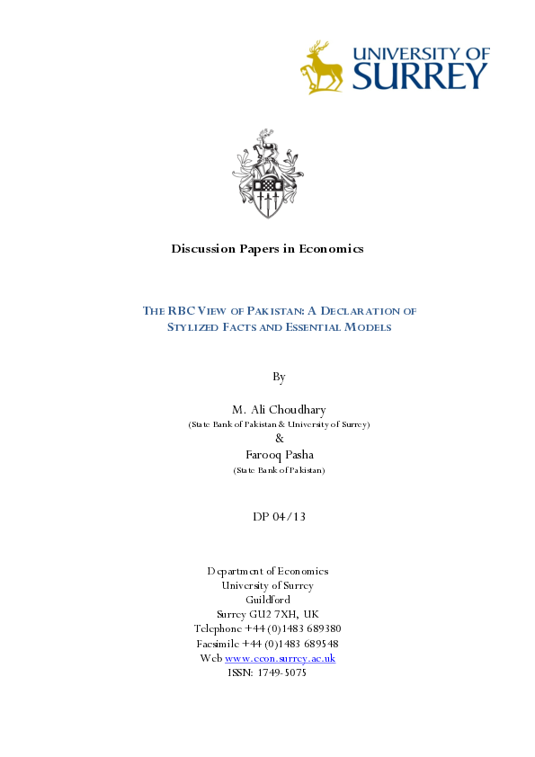 (PDF) The RBC View of Pakistan: A Declaration of Stylized Facts and ...