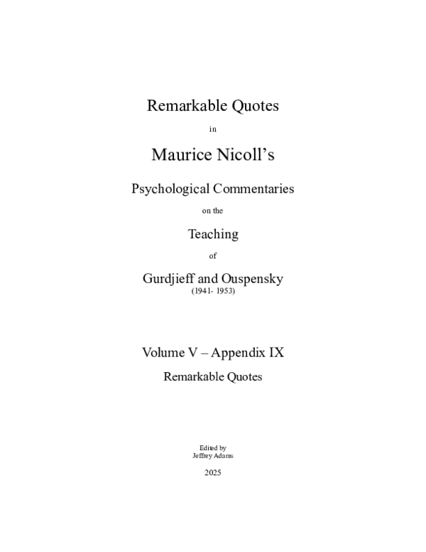 (PDF) Remarkable Quotes from Maurice Nicoll’s Psychological ...