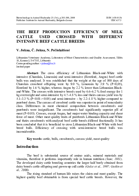 (PDF) The beef production efficiency of milk cattle used crossed with ...