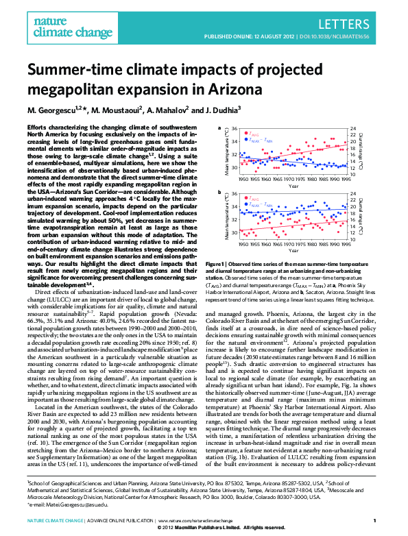 (PDF) Summer-time climate impacts of projected megapolitan expansion in ...