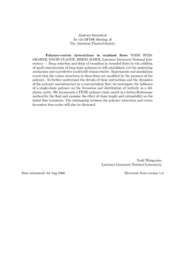 (PDF) Polymer-vortex interactions in confined flows