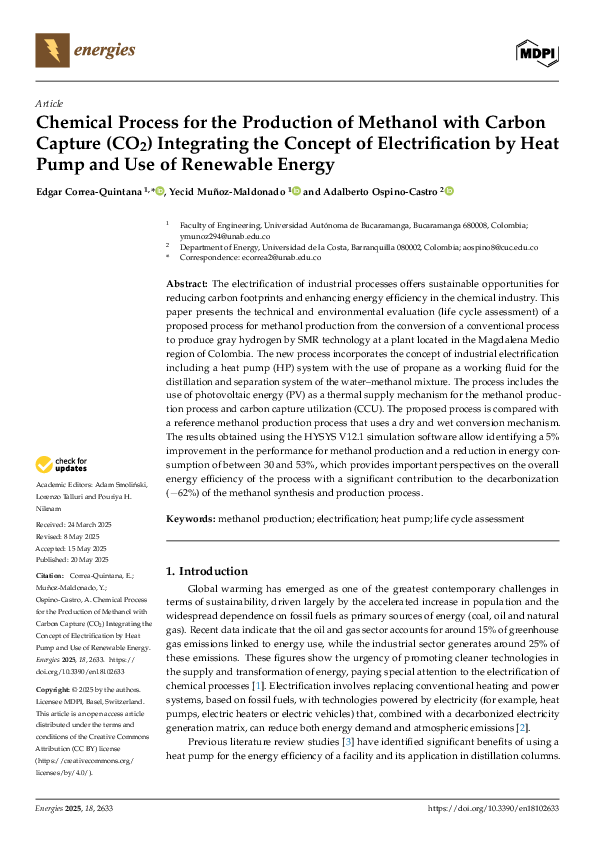 (PDF) Chemical Process for the Production of Methanol with Carbon ...