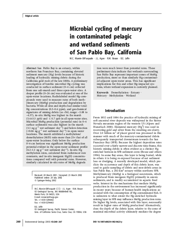 (PDF) Microbial cycling of mercury in contaminated pelagic and wetland ...