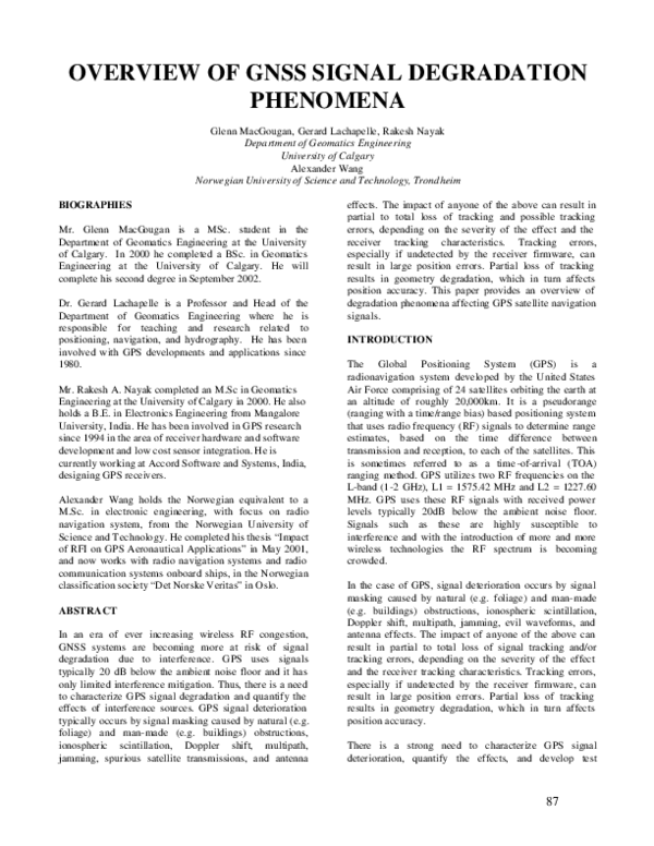 (PDF) Overview of GNSS signal degradation phenomena