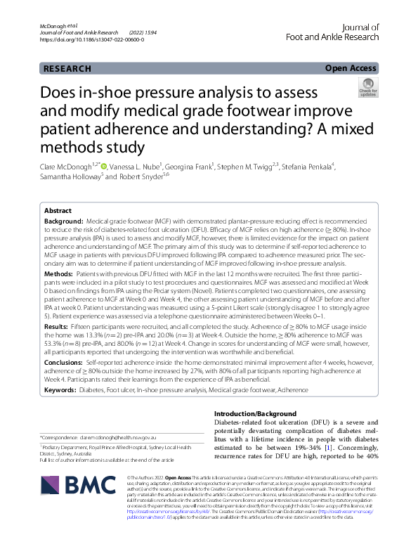 (PDF) Does in-shoe pressure analysis to assess and modify medical grade ...