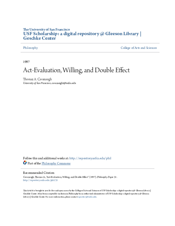 (PDF) Act-Evaluation, Willing, and Double Effect