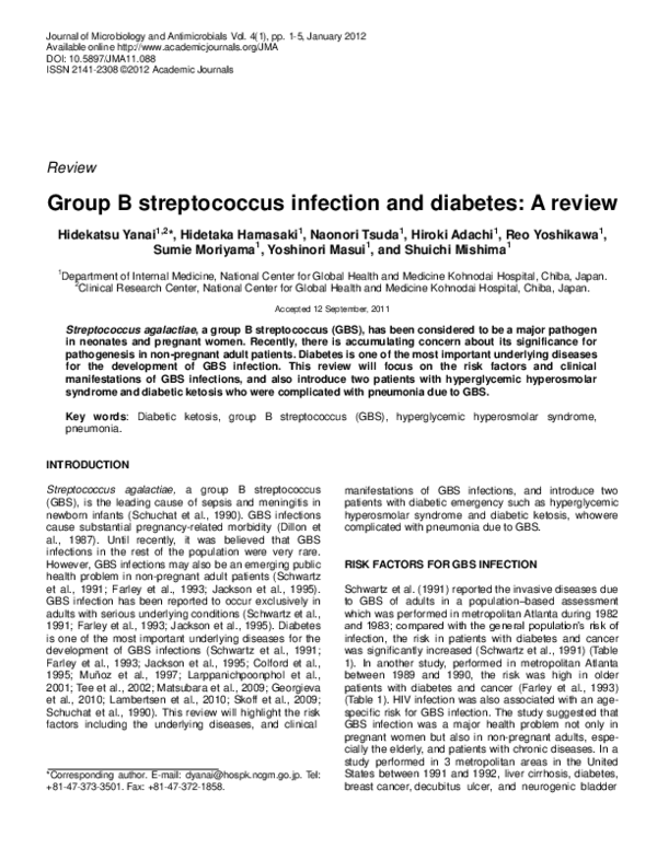 (PDF) Group B streptococcus infection and diabetes: A review