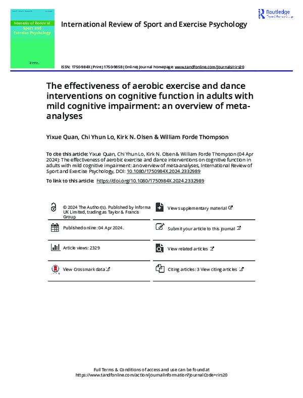 (PDF) The effectiveness of aerobic exercise and dance interventions on ...