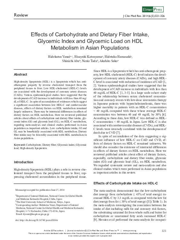 (PDF) Effects of Carbohydrate and Dietary Fiber Intake, Glycemic Index ...