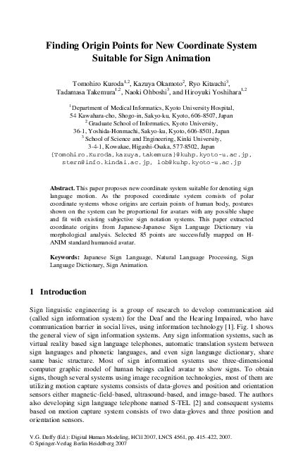 (PDF) Finding Origin Points for New Coordinate System Suitable for Sign ...