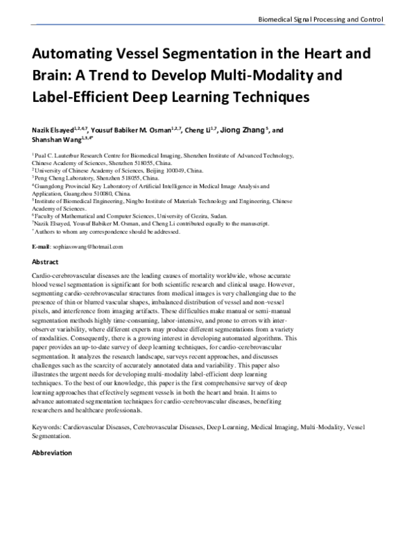 (PDF) Automating Vessel Segmentation in the Heart and Brain: A Trend to Develop Multi-Modality ...