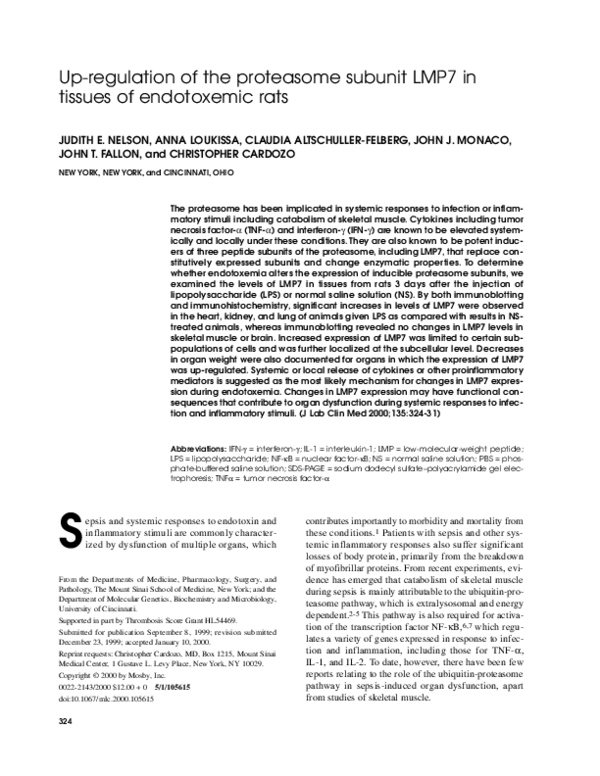 (PDF) Up-regulation of the proteasome subunit LMP7 in tissues of ...