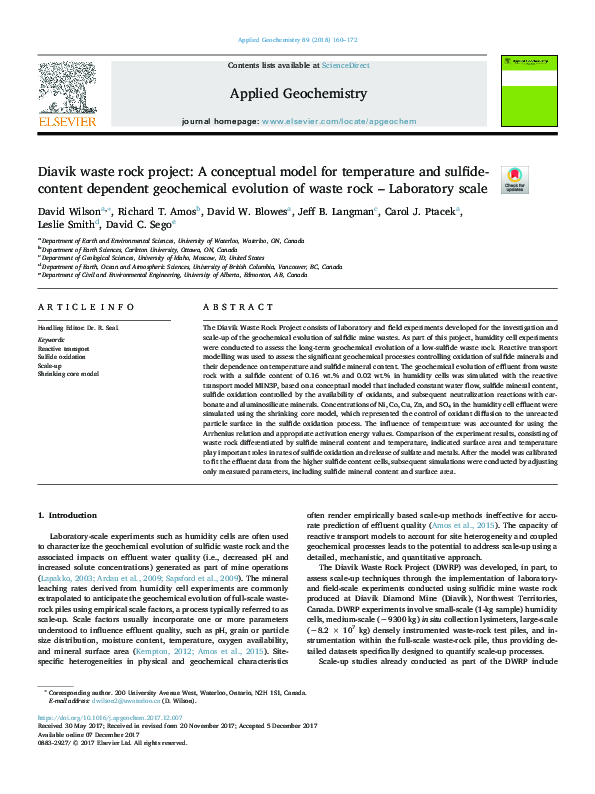 (PDF) Diavik waste rock project: A conceptual model for temperature and ...