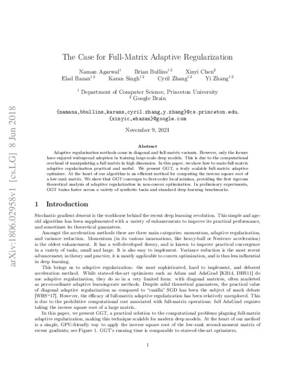 (PDF) The Case for Full-Matrix Adaptive Regularization