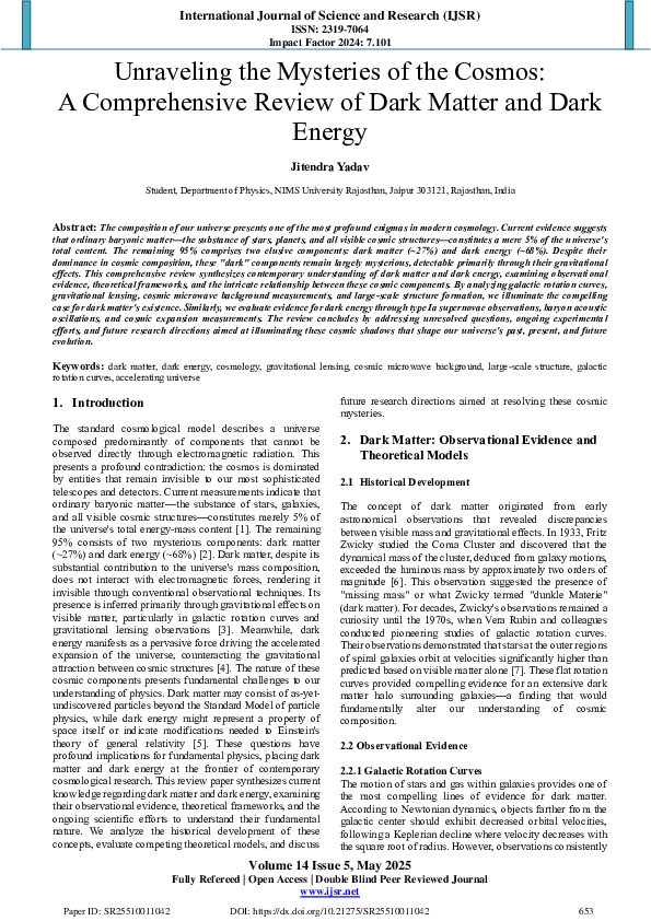 (PDF) Unraveling the Mysteries of the Cosmos: A Comprehensive Review of ...