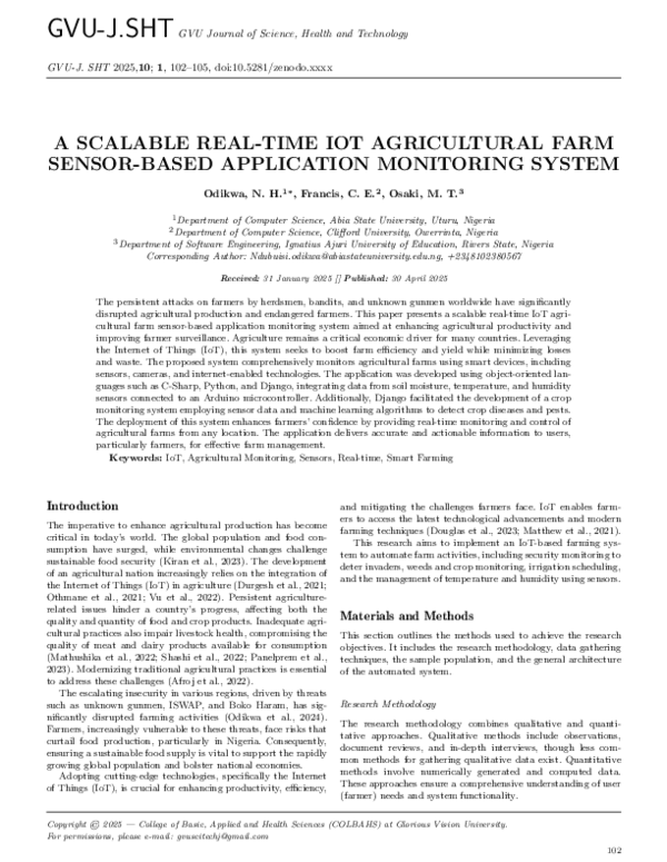(PDF) A SCALABLE REAL-TIME IOT AGRICULTURAL FARM SENSOR-BASED ...